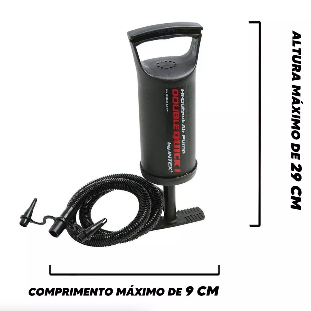 Bomba de Ar Manual Preta 29cm Double Quick 68612 - INTEX | Construmarla