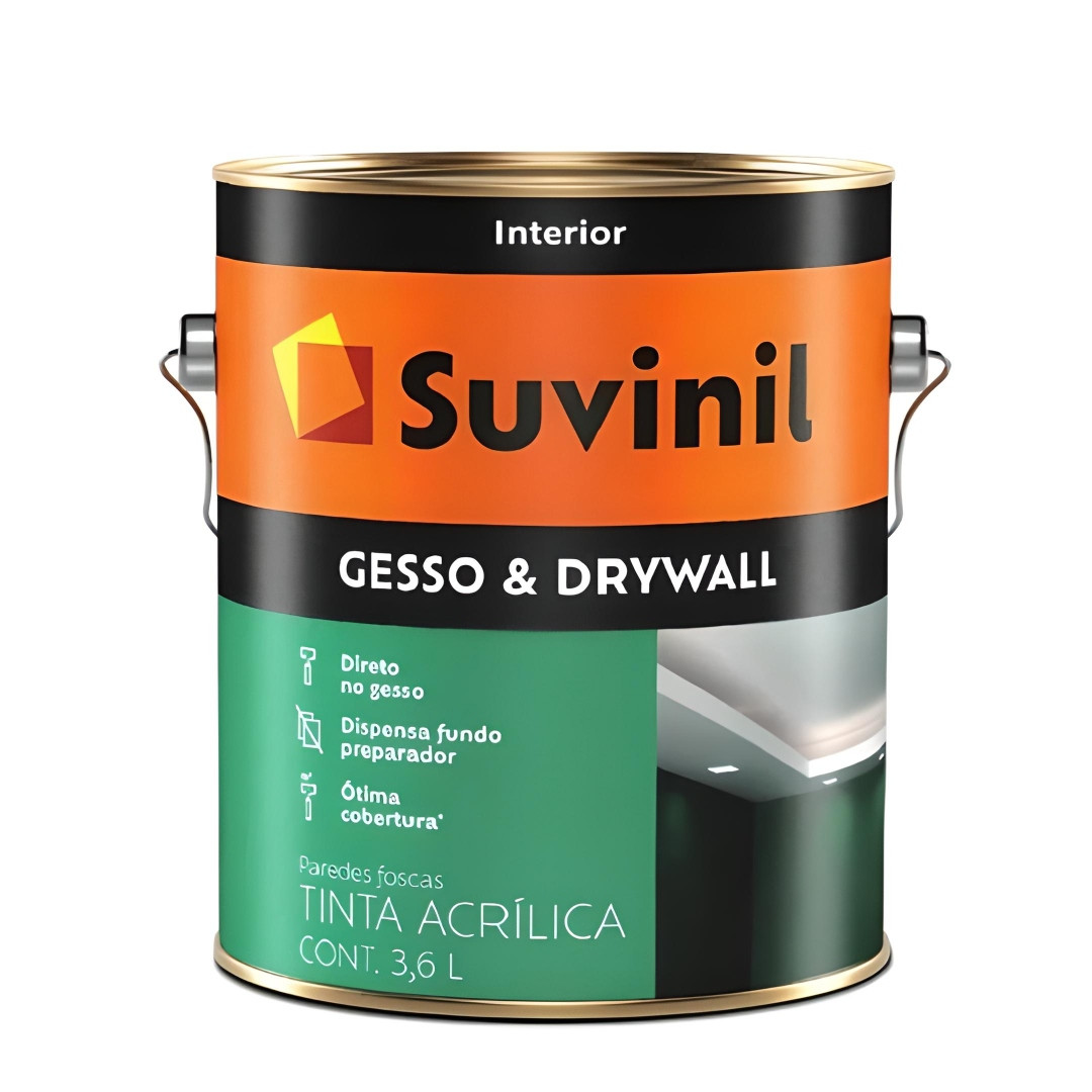 Tinta Para Gesso E Drywall Branca Fosca 3,6 Litros - Suvinil | Construmarla