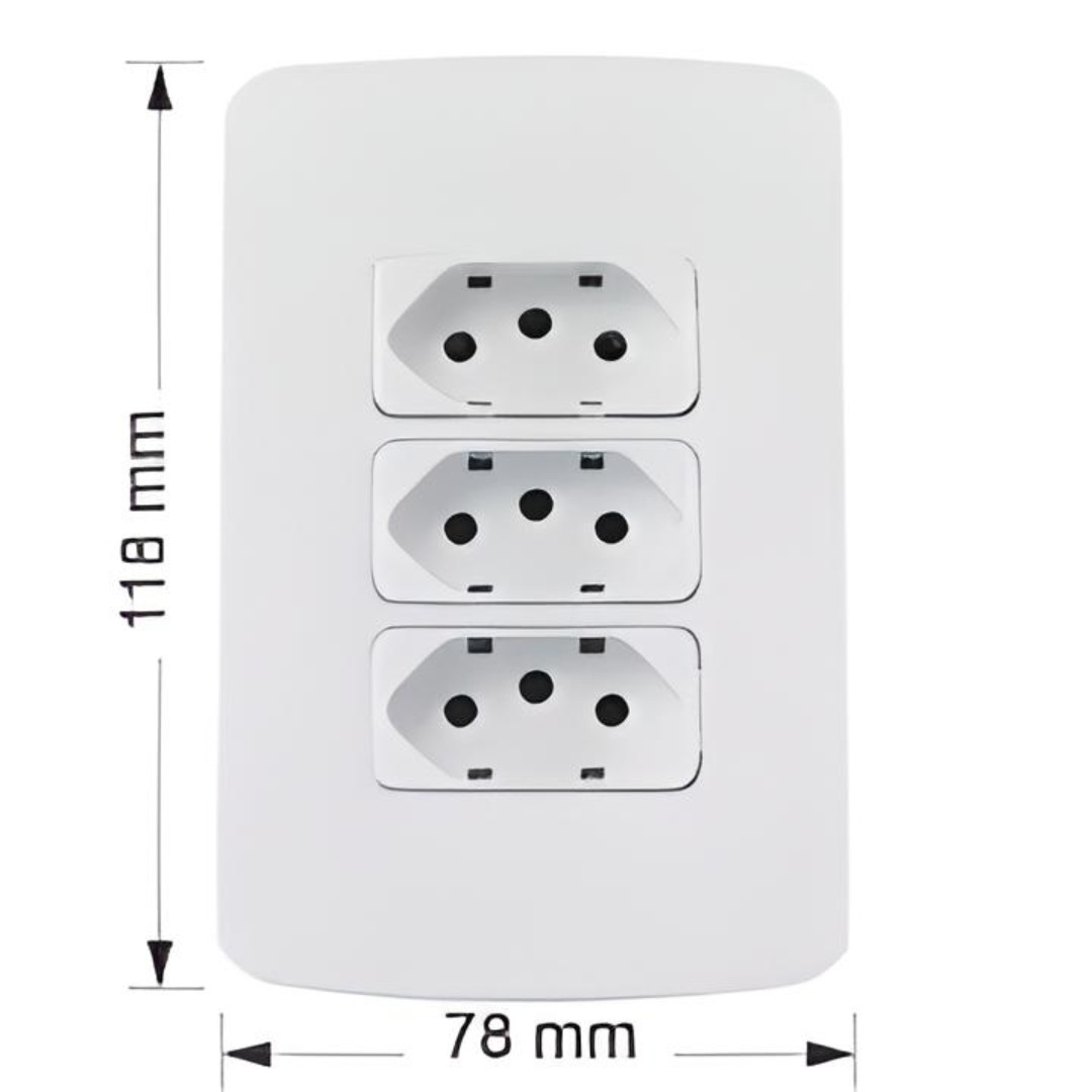 Tomada Tripla ( 3 Tomadas )2P + T 20A Branca - Margirius | Construmarla