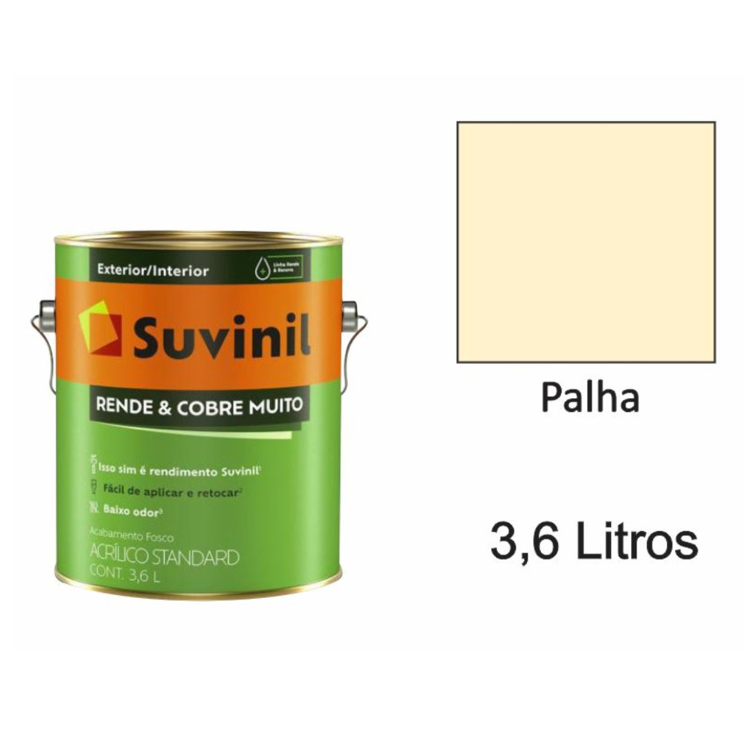Tinta Acrílica Rende Muito Fosco Palha 3,6 Litros - Suvinil fosco palha | Construmarla