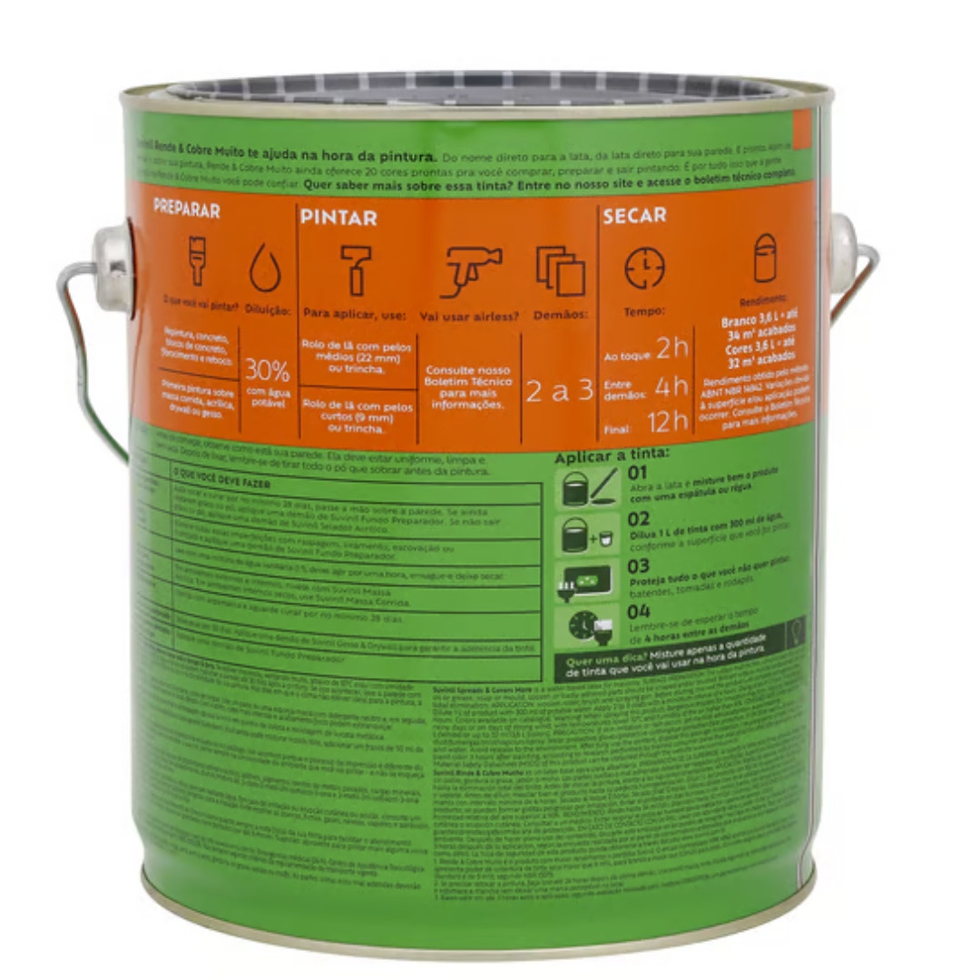 Tinta Acrílica Rende Muito Fosco Palha 3,6 Litros - Suvinil fosco palha | Construmarla