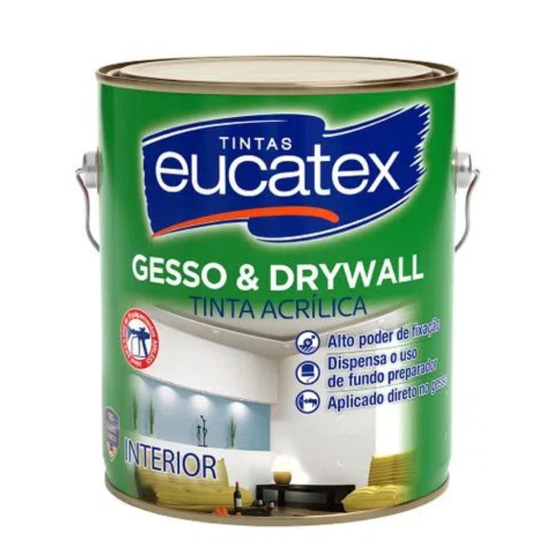 Tinta Para Gesso e Drywall Branca Fosca 3,6 Litros - Eucatex Branco | Construmarla