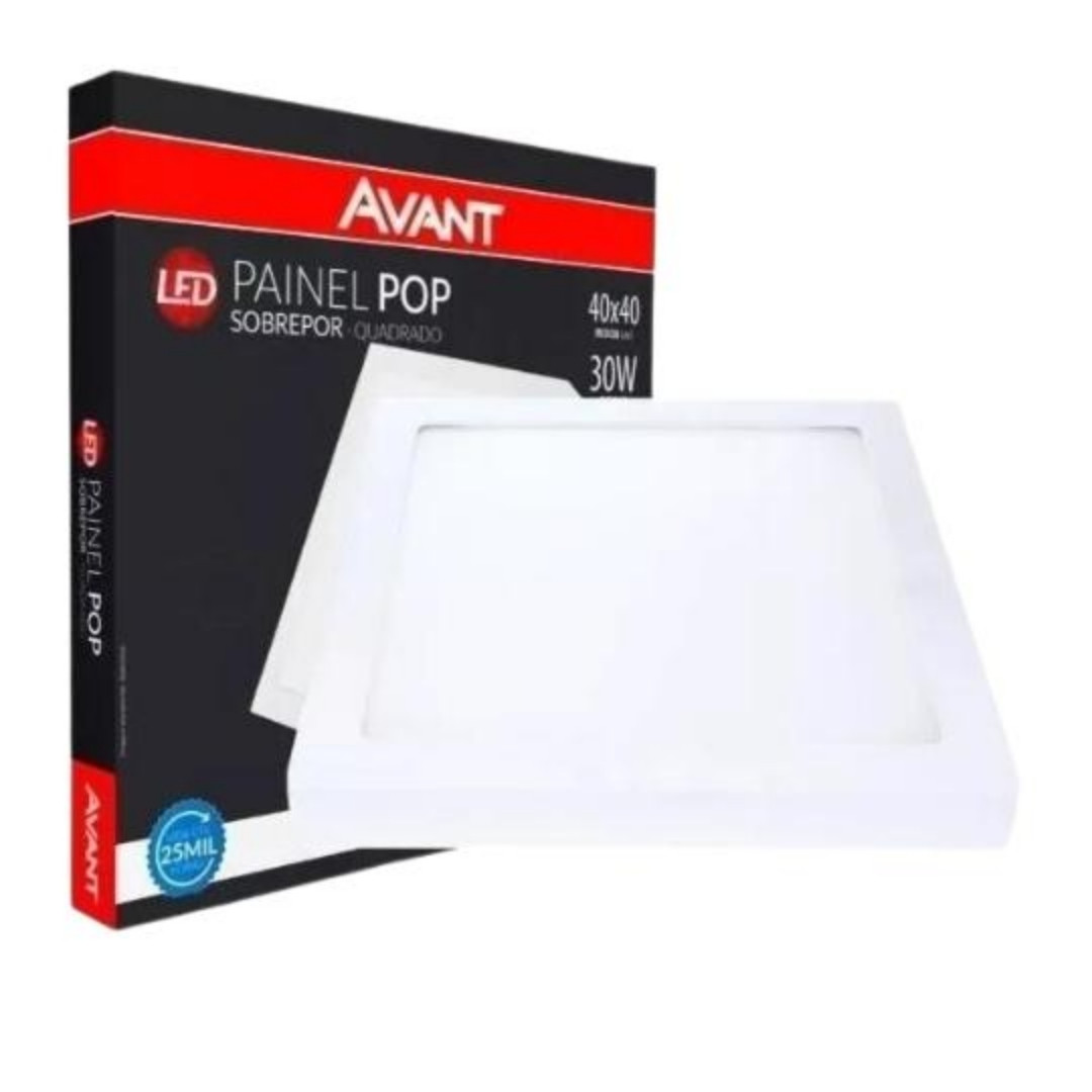 Painel De Led Plafon 40cm Quadrado Sobrepor 30w 6500K -Avant | Construmarla