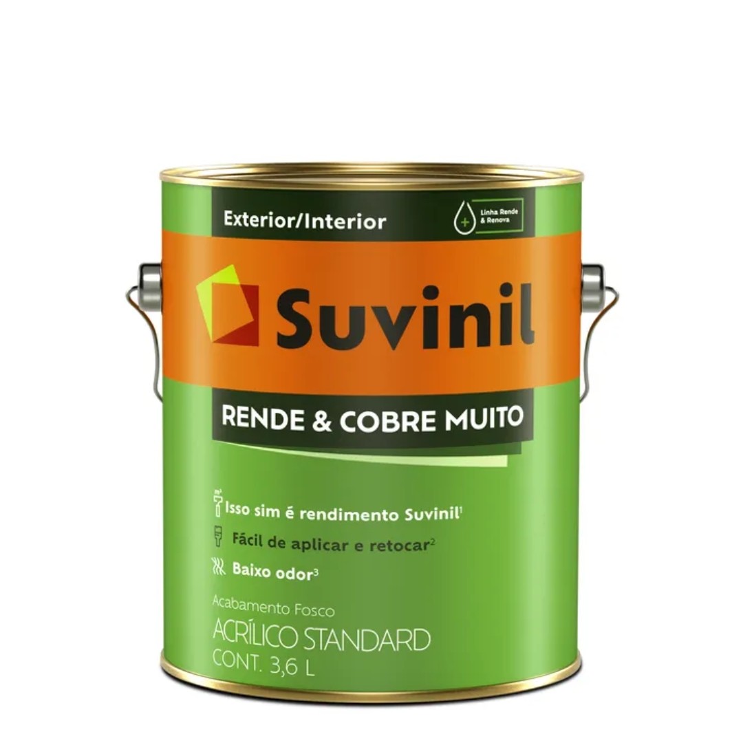 Tinta Acrílica Rende Muito Fosco Areia 3,6 Litros - Suvinil Cor: Areia ...