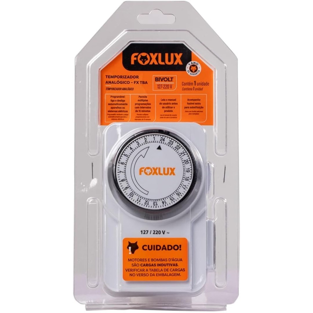 Timer Analógico Temporizador Bivolt 127V / 220V - Foxlux | Construmarla
